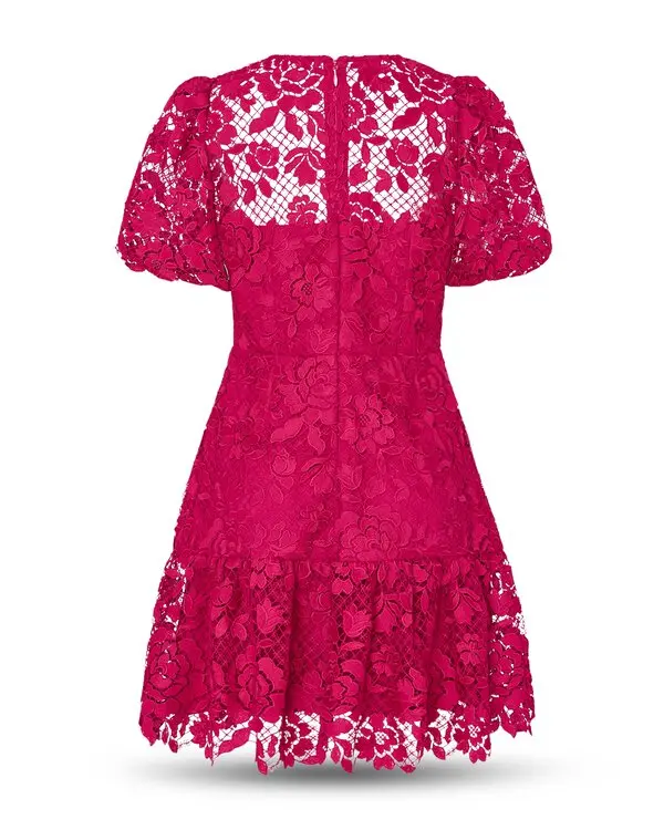 Milly Yasmin Lace Mini Dress - Raspberry - 60% Off | Editorialist