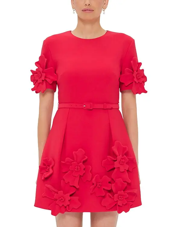LEO LIN Aurelie Applique Mini Dress - Rosa