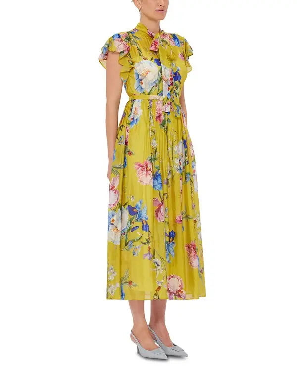 LEO LIN Grace Belted Midi Dress - Mustard
