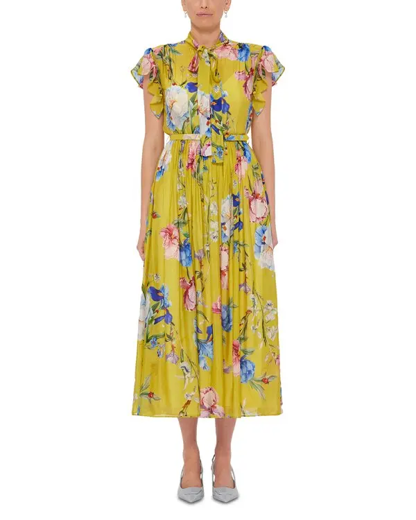 LEO LIN Grace Belted Midi Dress - Mustard