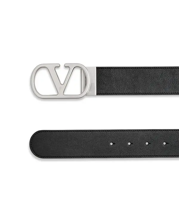Valentino Garavani Vlogo Reversible Leather Belt - Black/blue