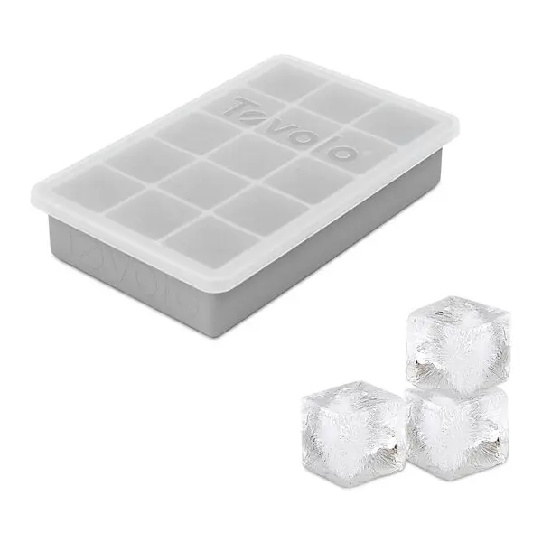 TOVOLO Perfect Cube Ice Tray With Lid - Oyster Gray