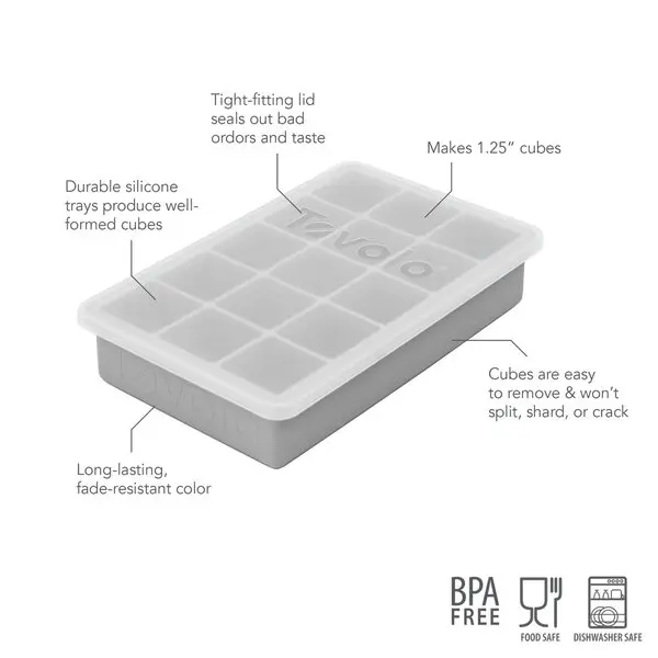 TOVOLO Perfect Cube Ice Tray With Lid - Oyster Gray