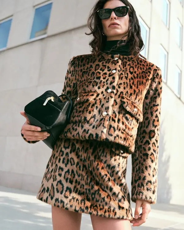 Maje Leopard Faux Fur Jacket - Big Leopard Print