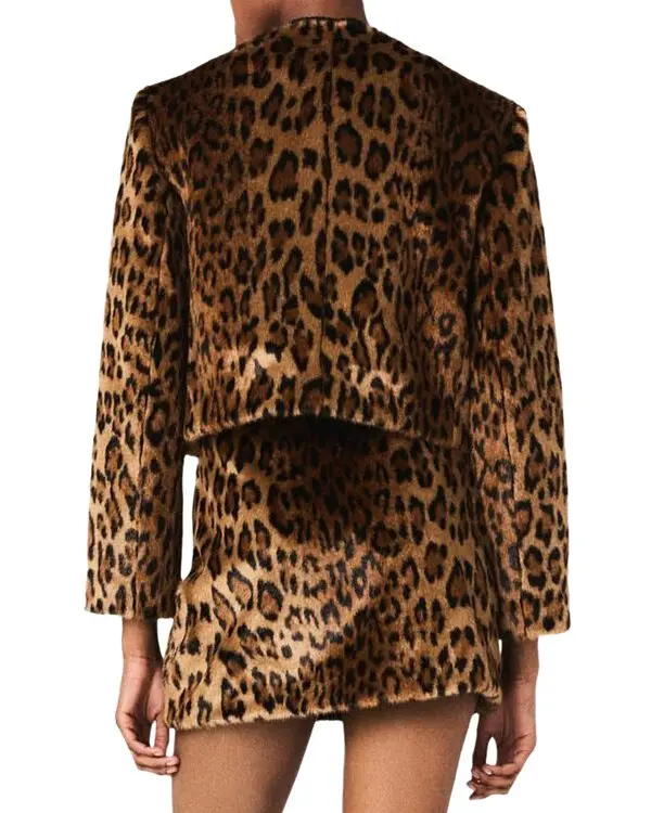 Maje Leopard Faux Fur Jacket - Big Leopard Print