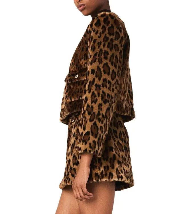 Maje Leopard Faux Fur Jacket - Big Leopard Print