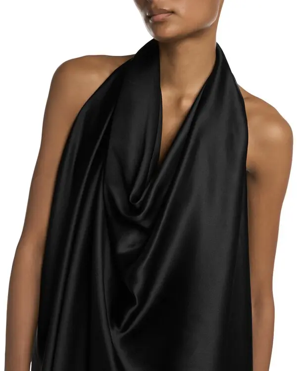 Wardrobe.NYC Silk Satin Halter Blouse - Black