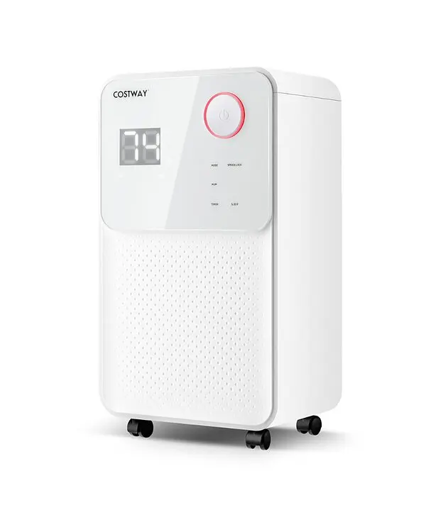 COSTWAY 32 Pints 2000 Sq. Ft Dehumidifier For Home & Basements W/3-color Digital Display - White