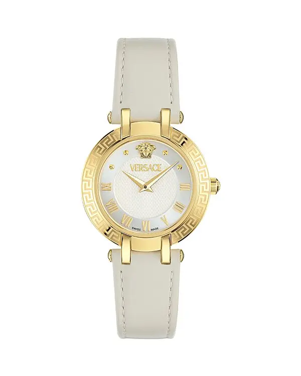 Versace Antlia Leather Watch 34mm - Gold