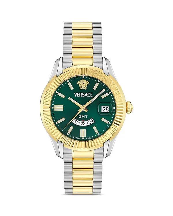 Versace Apodis Gmt Watch, 41mm - Green/two Tone