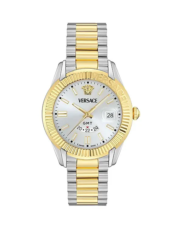 Versace Apodis Gmt Watch, 41mm - White/two Tone