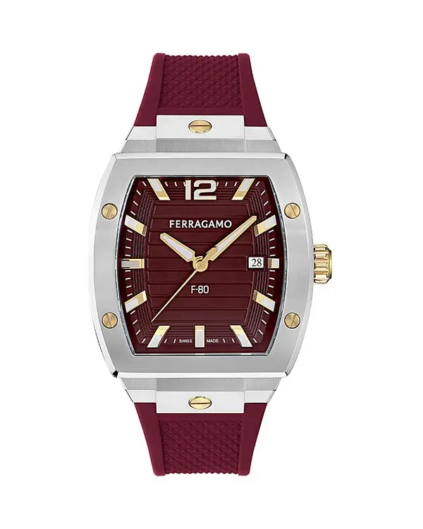 FERRAGAMO F-80 Tonneau Watch - Red/red