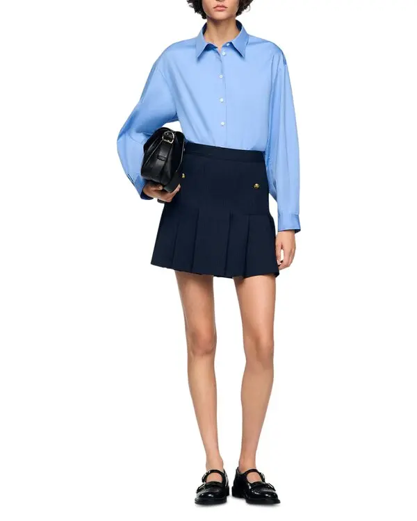 Sandro Pleated Mini Skirt - Navy Blue