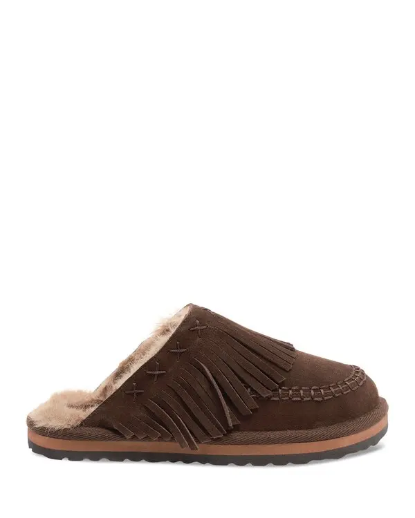 Free People Fallon Fringe Mule Flats - Chocolate