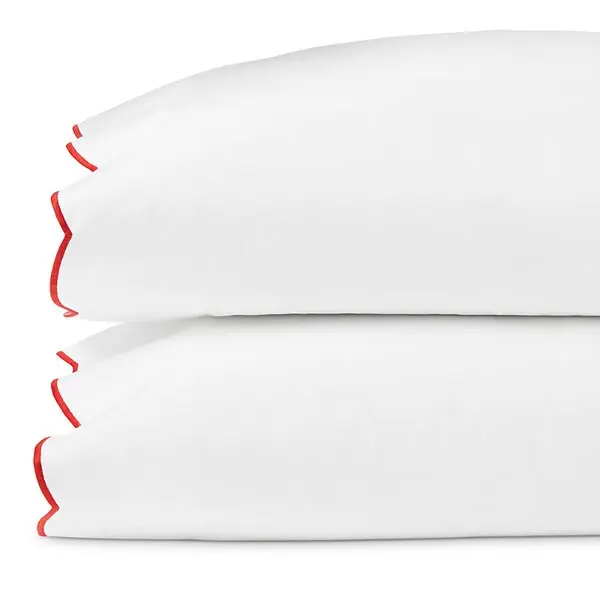 SFERRA Limana Scalloped Standard Pillowcase, Pair - White/persimmon