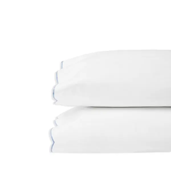SFERRA Limana Scalloped Standard Pillowcase, Pair - White/sea
