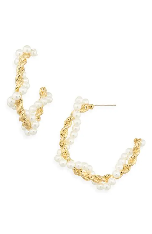 Lele Sadoughi Faux Twisted Hoop Earrings - Pearl