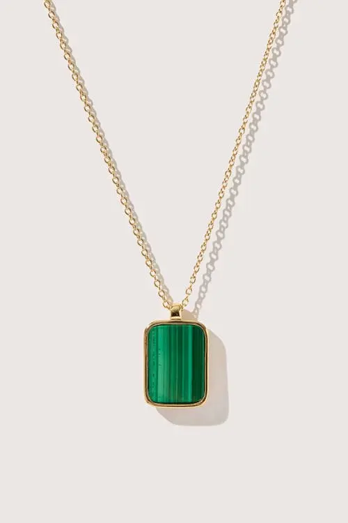 OTIUMBERG 14kt Gold Vermeil Malachite Tag Pendant - Yellow Toned Gold