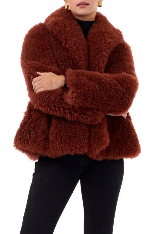 Gorski Genuine Shearling Jacket With Detachable Belt - Caramel