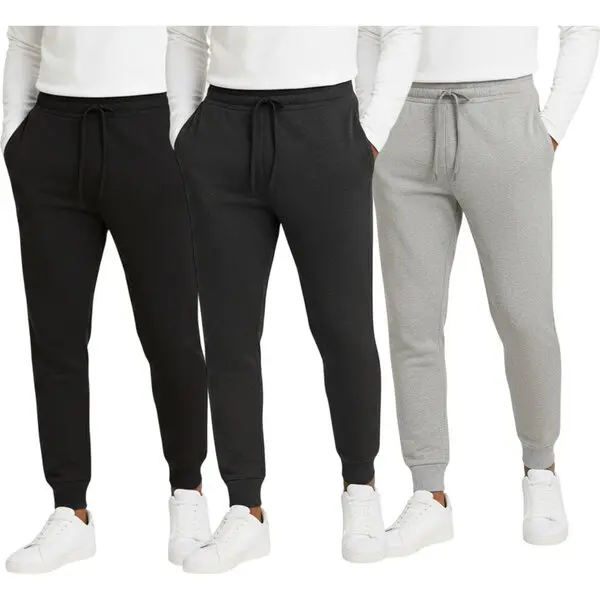 BENBEN 3-pack Ultra Soft Fleece Jogger Sweatpants - Black/charcoal/grey