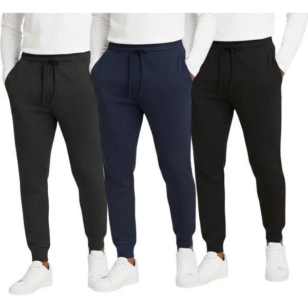 BENBEN 3-pack Ultra Soft Fleece Jogger Sweatpants - Black/navy/charcoal