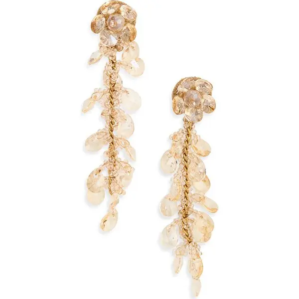 Deepa Gurnani Felice Beaded Flower Drop Earrings - Gold