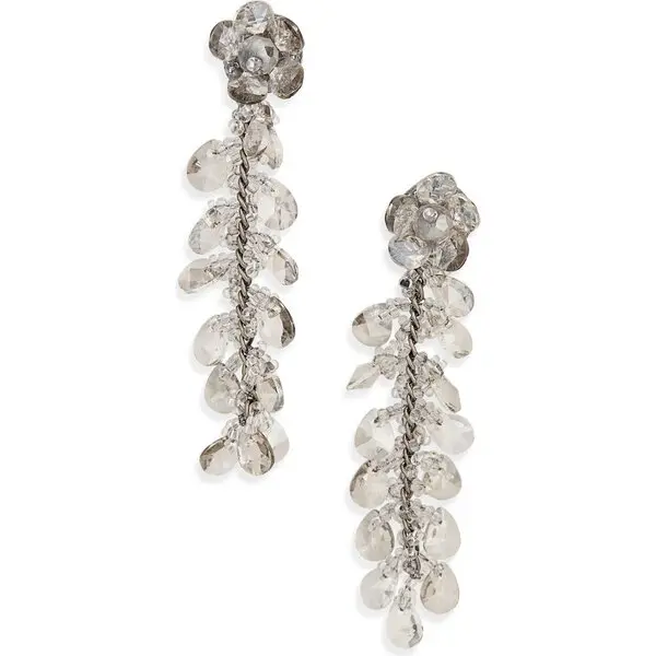 Deepa Gurnani Felice Beaded Flower Drop Earrings - Gunmetal