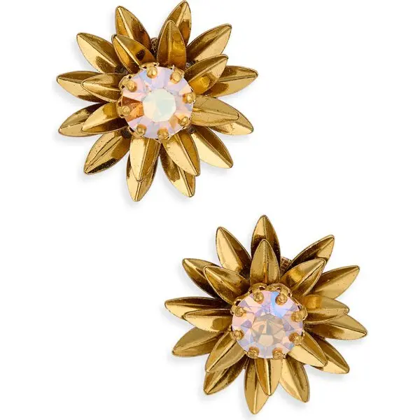 Deepa Gurnani Aretha Crystal Flower Stud Earrings - Gold