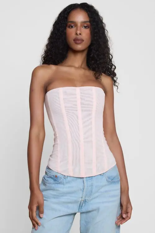 LEAU Muse Mesh Corset Top - Pink