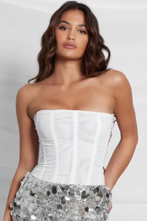 LEAU Muse Mesh Corset Top - White