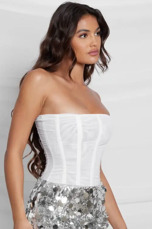 LEAU Muse Mesh Corset Top - White