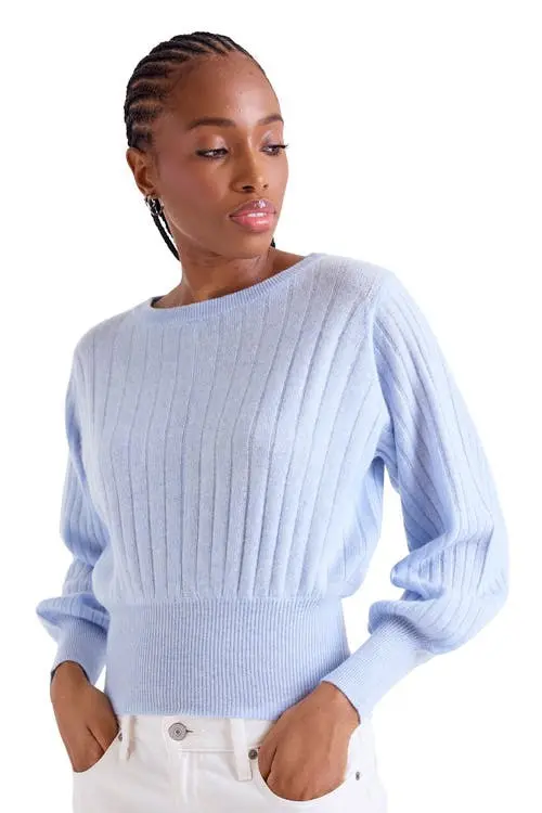 1982 Rosa Ribbed 100% Cashmere Sweater - Azure