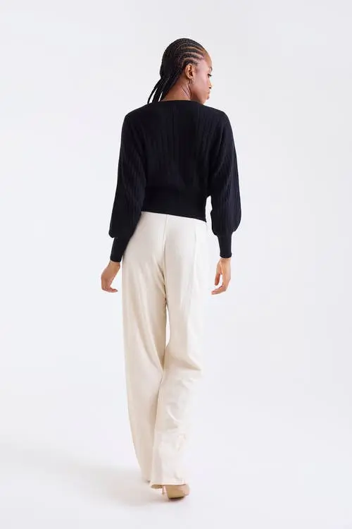1982 Rosa Ribbed 100% Cashmere Sweater - Black