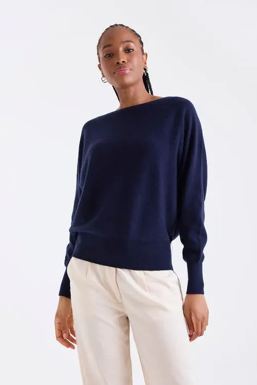 1982 Alaia Long Sleeve Cashmere Sweater - Navy