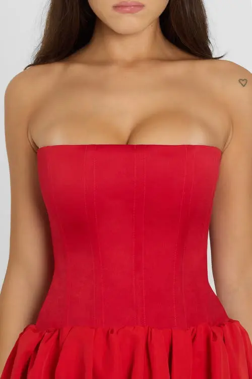 LEAU Sphynx Satin Corset Top - Red