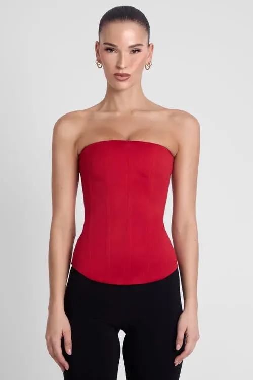 LEAU Sphynx Satin Corset Top - Red