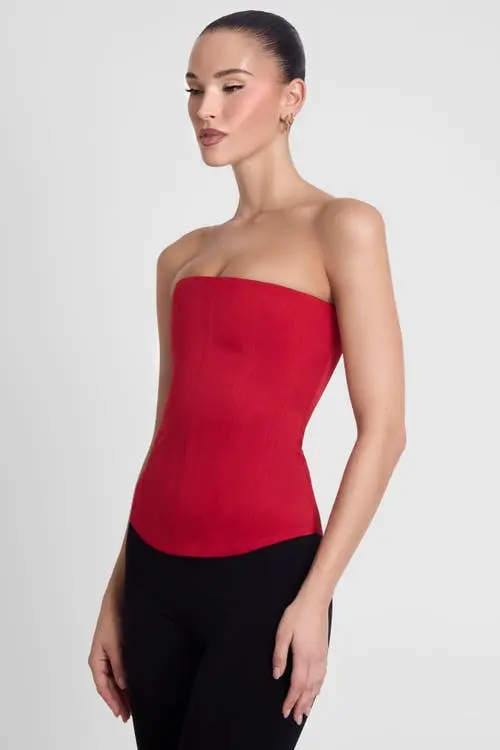 LEAU Sphynx Satin Corset Top - Red