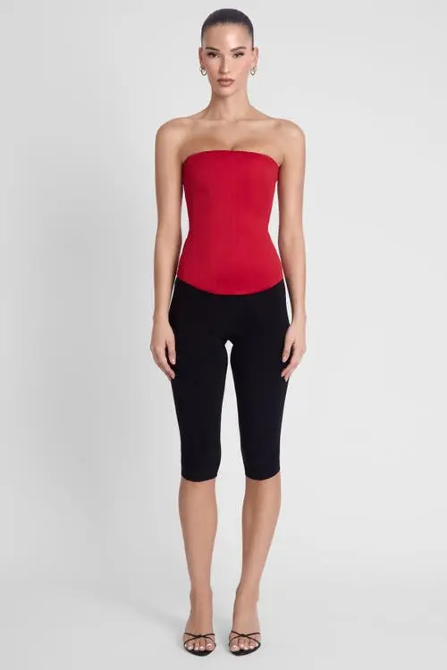 LEAU Sphynx Satin Corset Top - Red