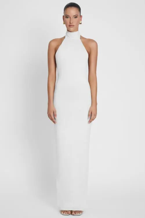 LEAU Alaïa Drape Maxi Dress - White