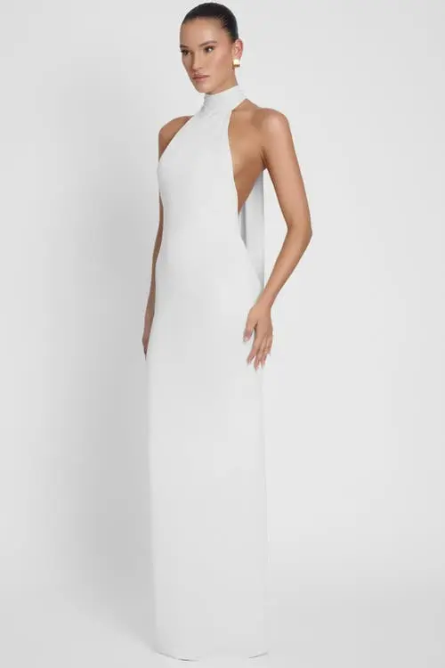 LEAU Alaïa Drape Maxi Dress - White