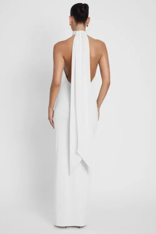 LEAU Alaïa Drape Maxi Dress - White