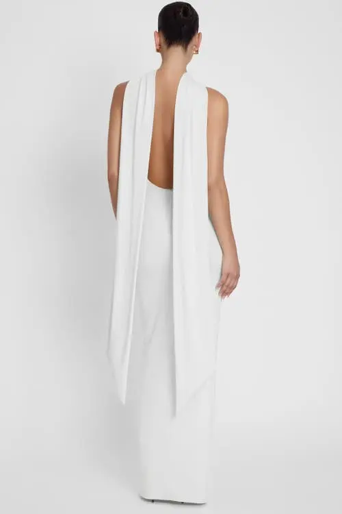 LEAU Alaïa Drape Maxi Dress - White