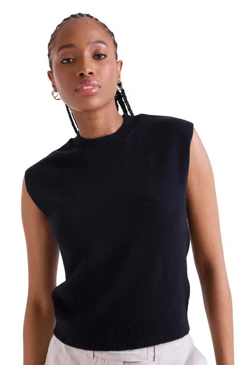 1982 Zarah Crew Neck 100% Cashmere Vest - Black