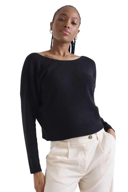 1982 Leyla Low Back Cashmere Sweater - Black