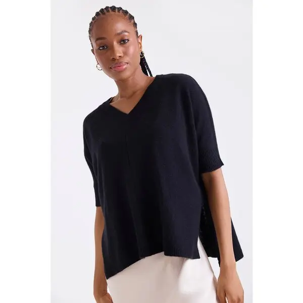 1982 Venetia Vee V-neck Cashmere Sweater - Black