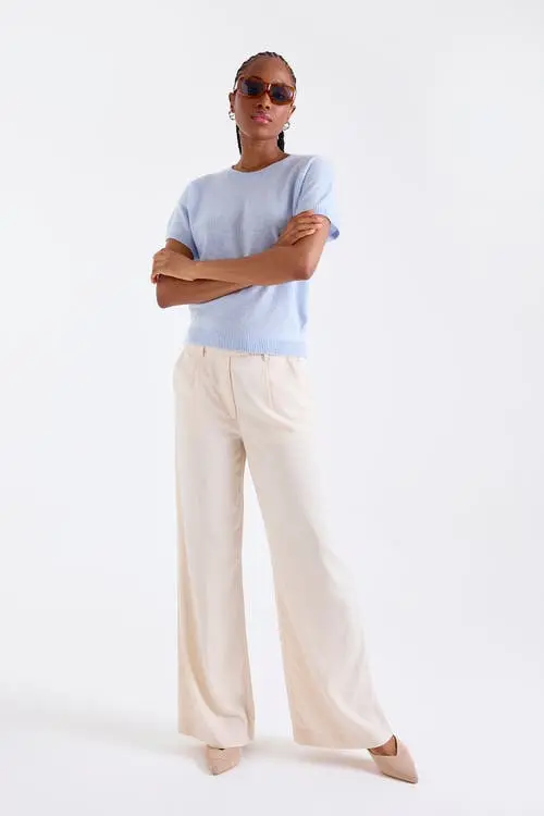 1982 Esme Short Sleeve Cashmere Top - Azure