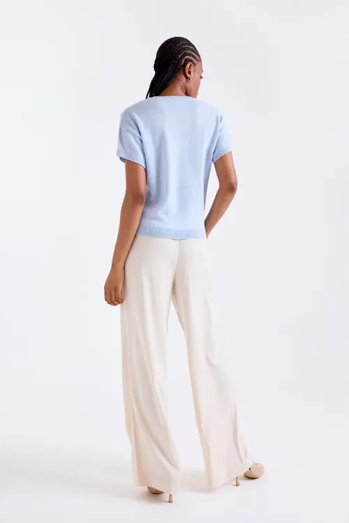 1982 Esme Short Sleeve Cashmere Top - Azure
