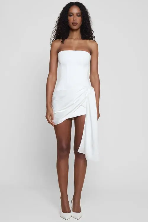 LEAU Solara Satin Corset Mini Dress - White