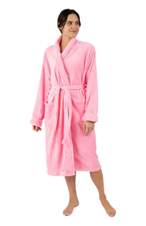 LEVERET Micro Fleece Robe - Light Pink