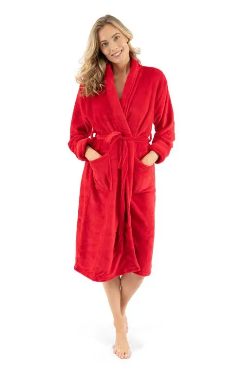 LEVERET Micro Fleece Robe - Red